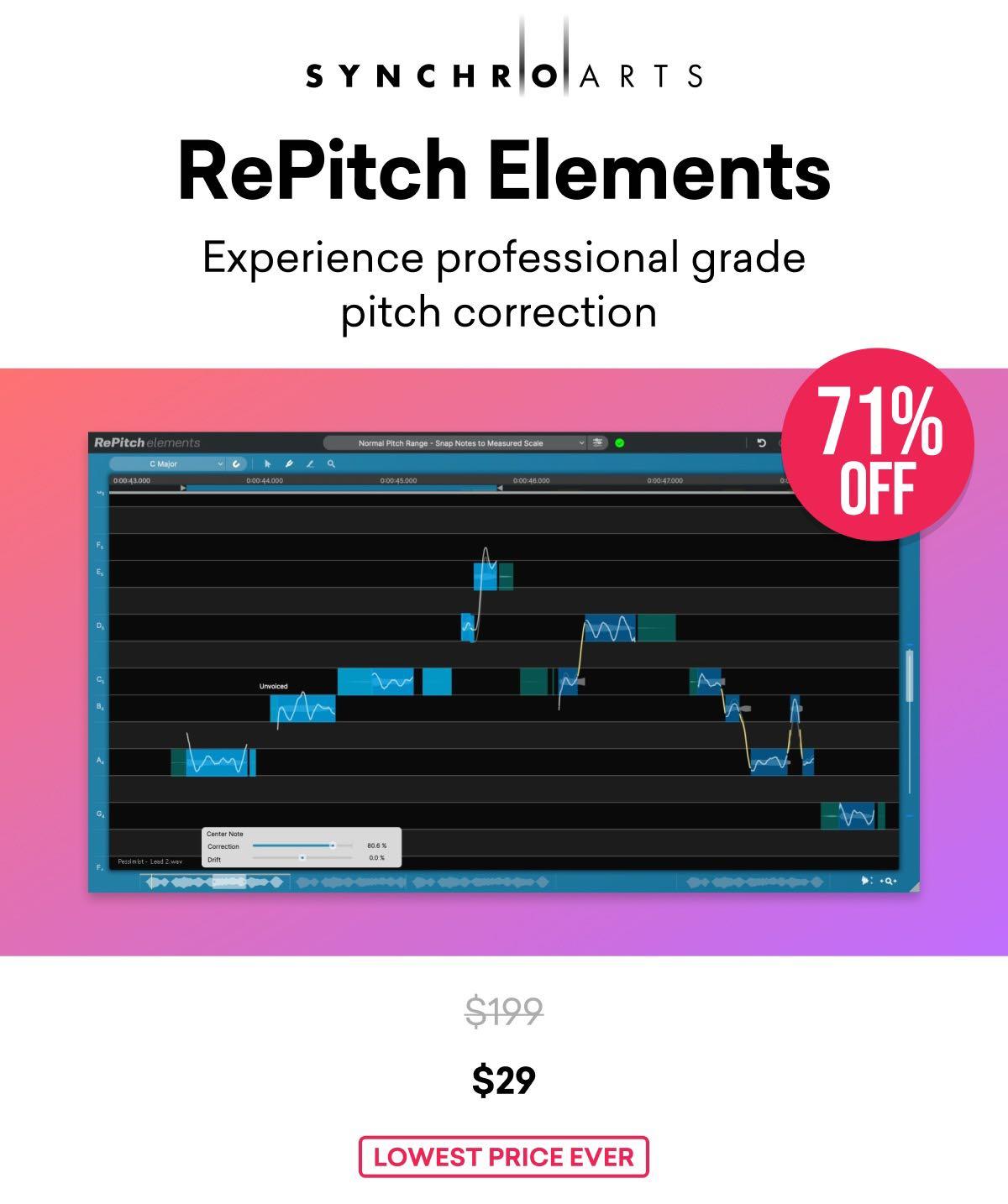 Synchro Arts『RePitch Elements』自然なサウンドを実現するボーカル・ピッチ編集プラグイン | Sawayaka Trip!